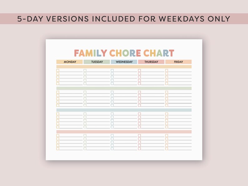 Family Chore Chart Editable Chore Chart Family Chore Chart 4 People ...