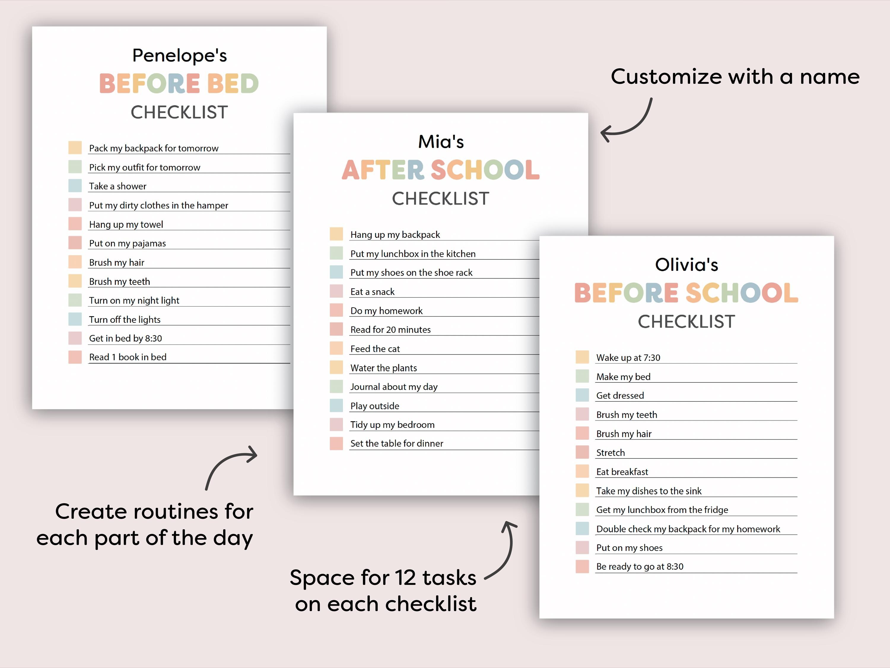 Before After School Checklist Before School Checklist Kids After School ...