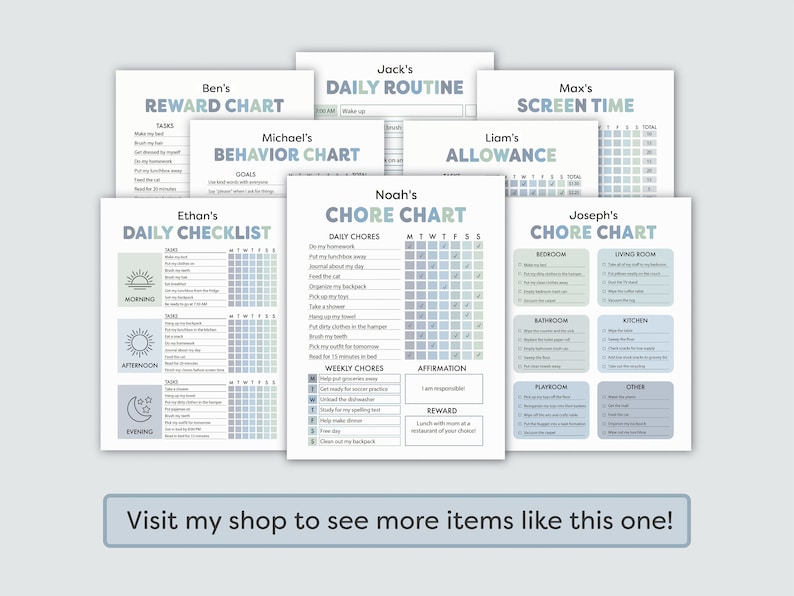 Chore Chart Printable Chore Chart Kids Chore Chart Editable Routine ...