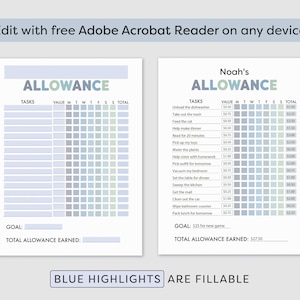 Allowance Chore Chart Printable Allowance Chart for Kids Allowance and ...