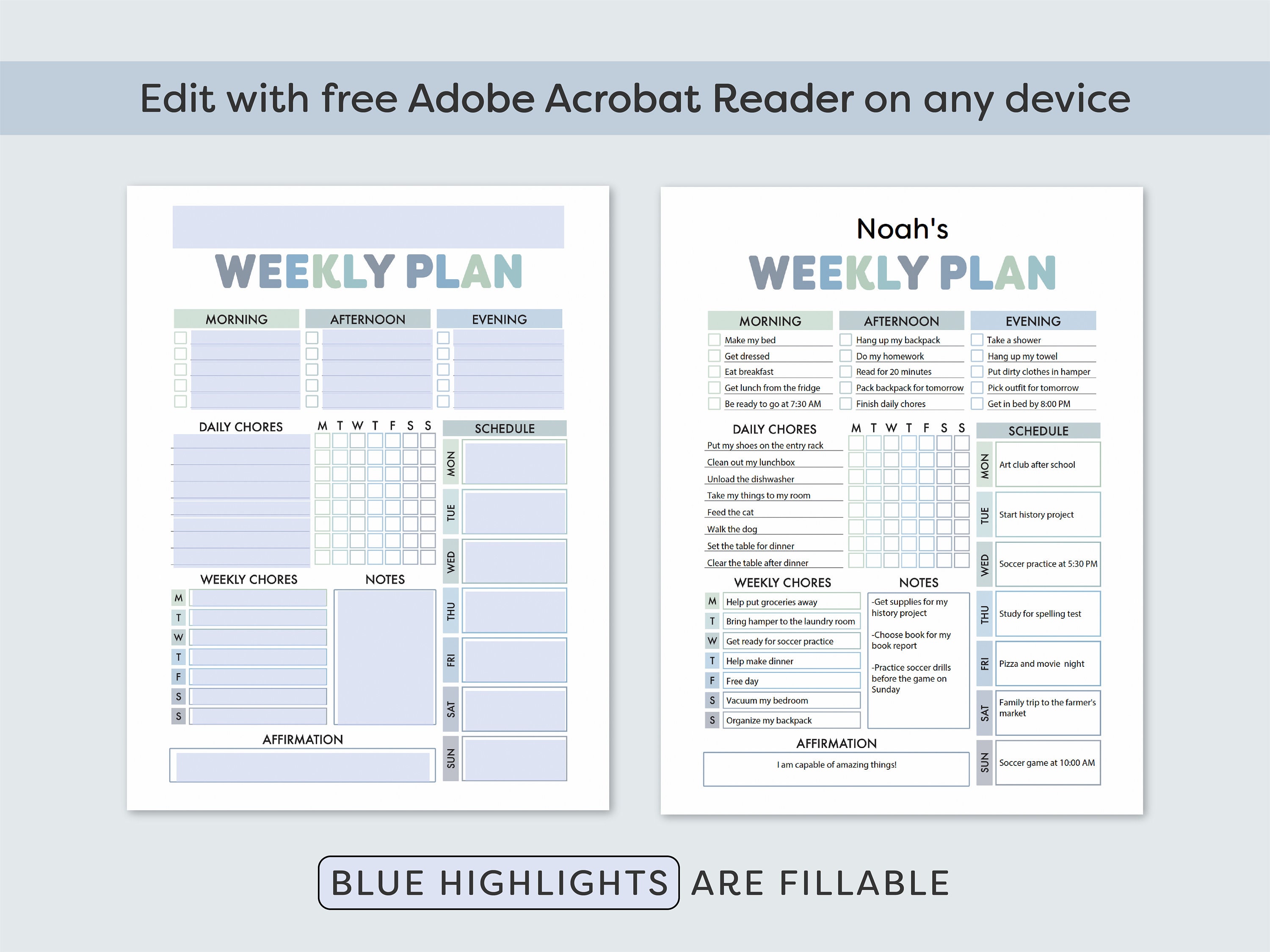 Kids Chore Planner Responsibility Chore Chart for Kids Daily Planner ...