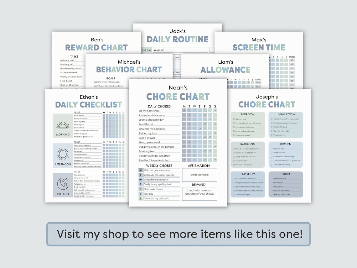 Editable Minimalist Chore Chart | Printable Weekly Planner, Chore Chart ...