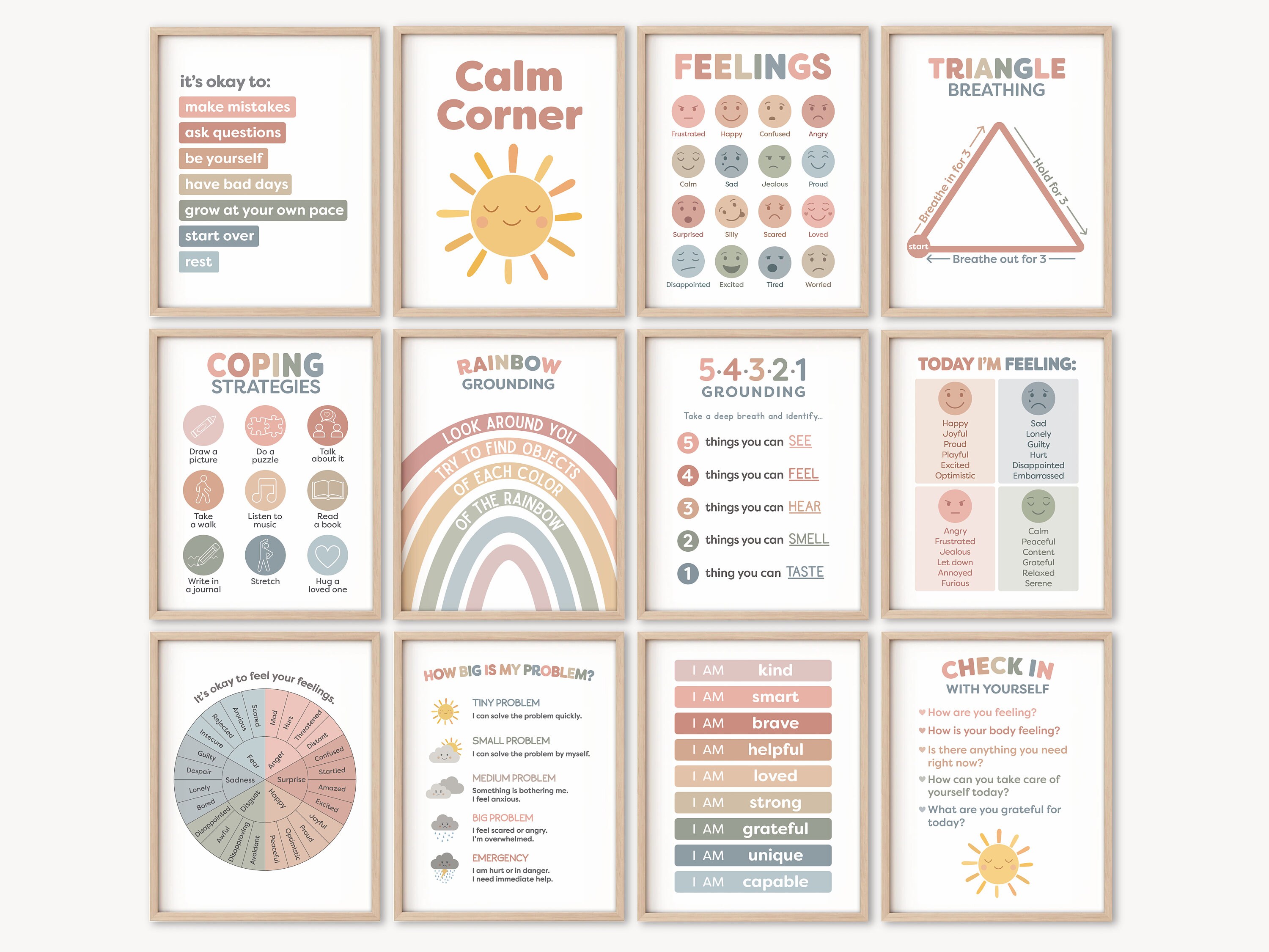 Calming Corner Posters Feelings Chart Playroom Decor Emotional ...