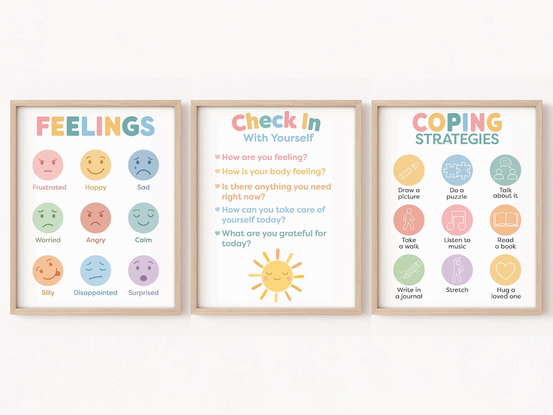 Coping Skills Poster Feelings Chart Set of 3 Calming Corner Posters ...