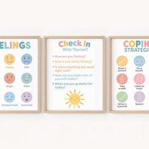 Coping Skills Poster Feelings Chart Set of 3 Calming Corner Posters ...