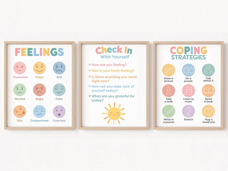 Coping Skills Poster Feelings Chart Set of 3 Calming Corner - Etsy