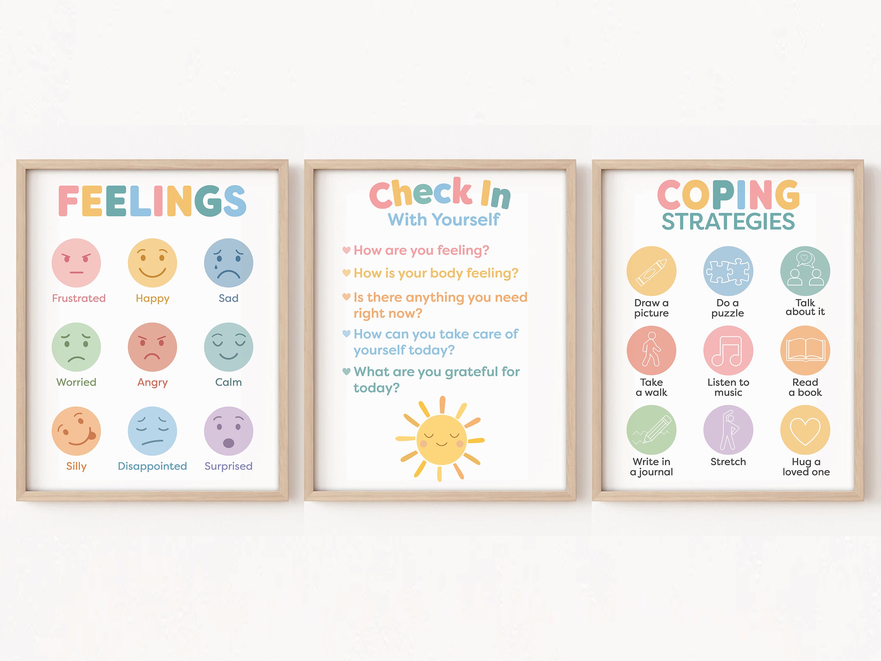 Coping Skills Poster Feelings Chart Set of 3 Calming Corner - Etsy ...