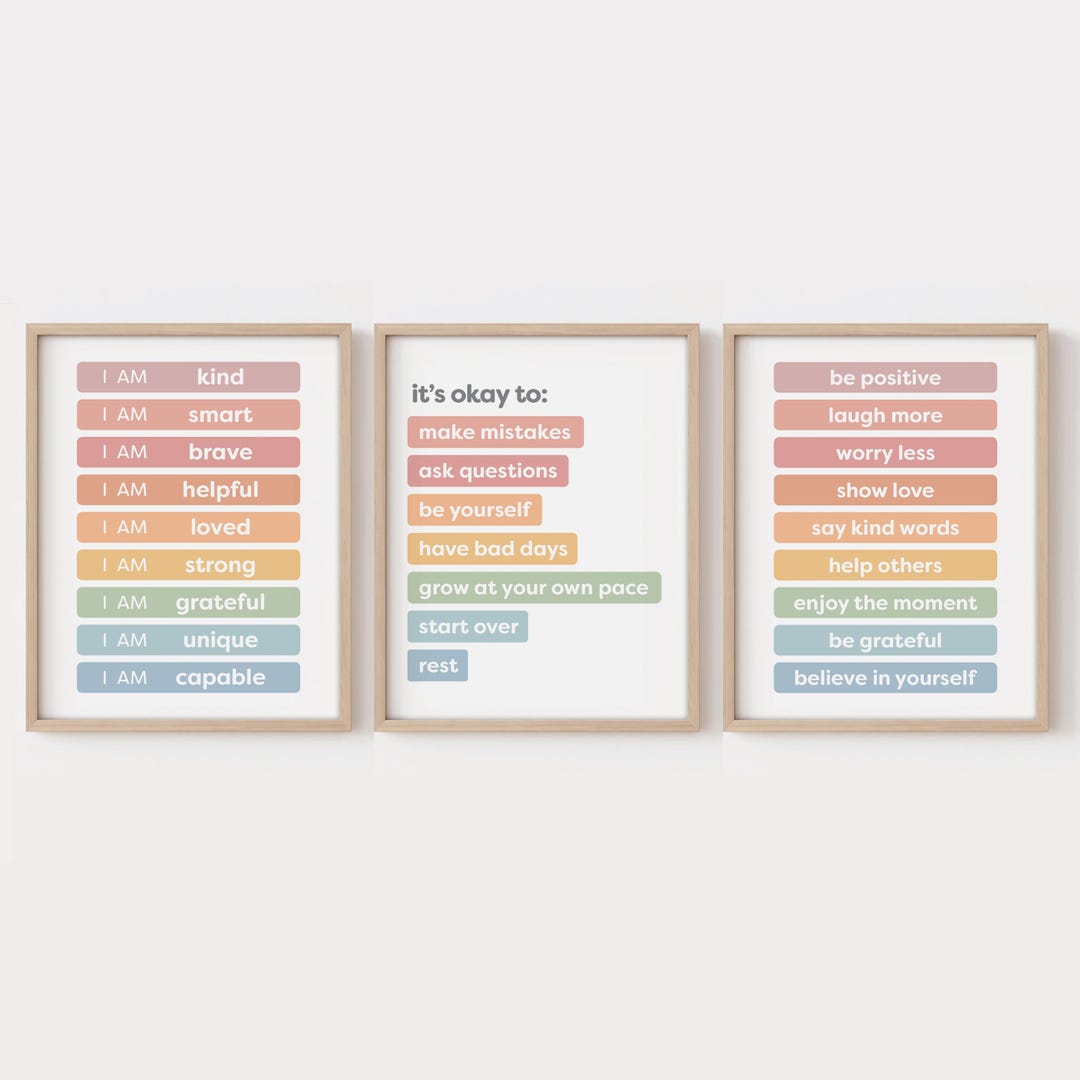 Affirmations Wall Art Positive Affirmations Posters Kids Affirmations ...