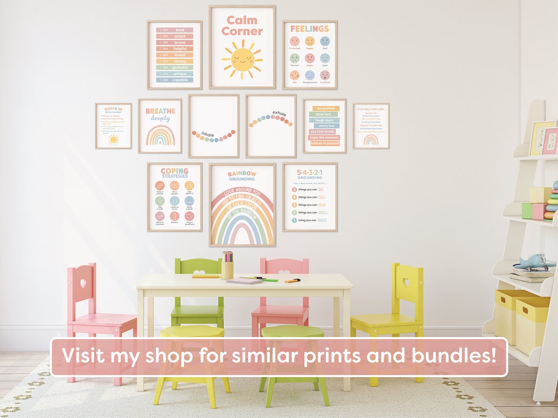 Inhale Exhale Prints Set Mindfulness Poster Calm Corner Calm Down ...