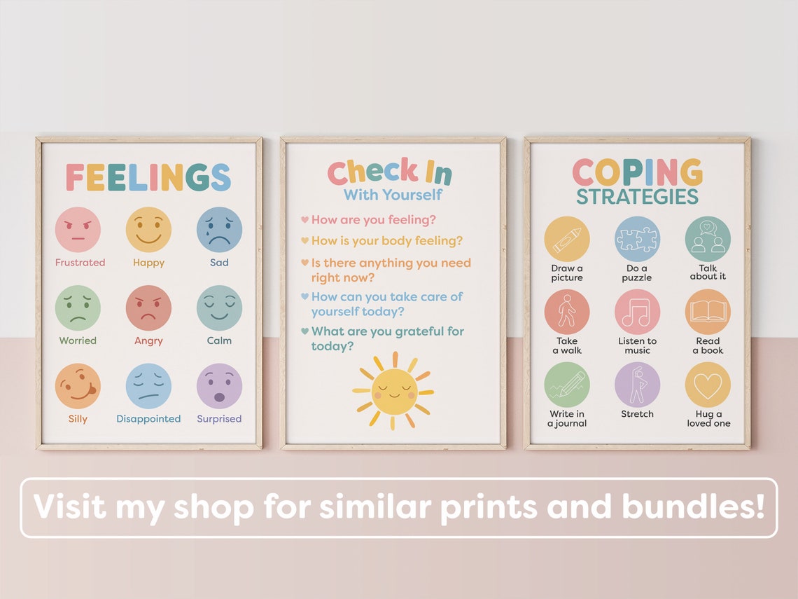 Emotions Poster Kids Feelings Chart Faces Feelings Poster SEL Mood ...