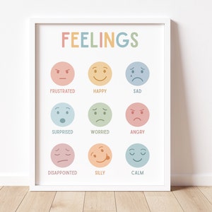 Emotions Poster Kids Feelings Chart Faces Feelings Poster SEL Mood ...