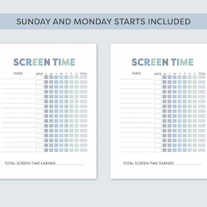 Screen Time Chore Chart Editable Screen Time Checklist Screen Time ...