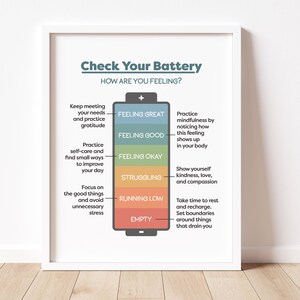 Check Your Battery Poster Daily Emotion Check in Mental Health Check in ...