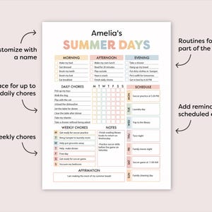 Summer Planner Kids Summer Printable Summer School Planner Summer Kids ...