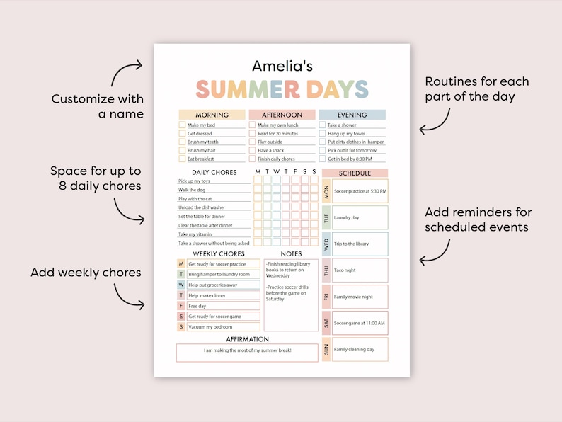 Summer Planner 2026 | Kids Summer Printable | Summer School Planner ...