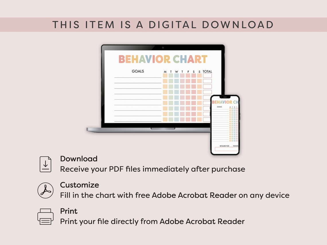 Behavior and Chore Chart Behavior Chart for Kids at Home Behavior Chart ...