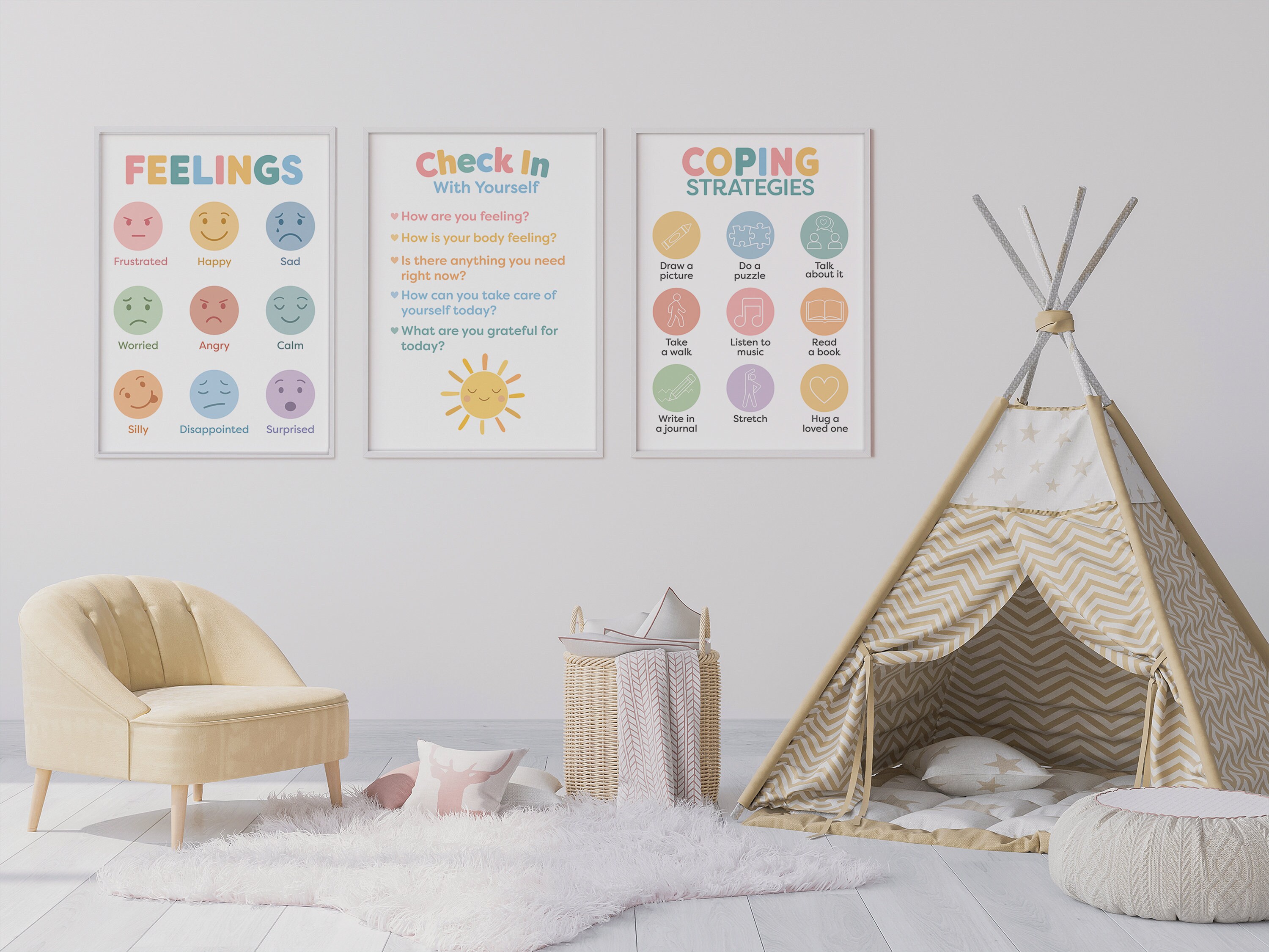 Coping Skills Poster Feelings Chart Set of 3 Calming Corner - Etsy Canada