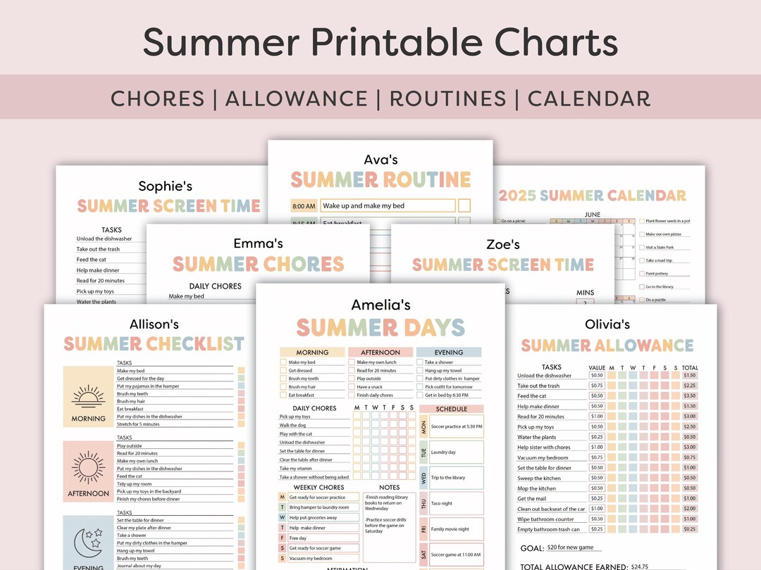 Kids Summer Printable Kids Summer Calendar Summer Bingo for Kids Summer ...