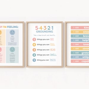Calm Down Corner Visuals Calming Corner Classroom Posters Kids Room Decor Feelings Wheel 54321 ...