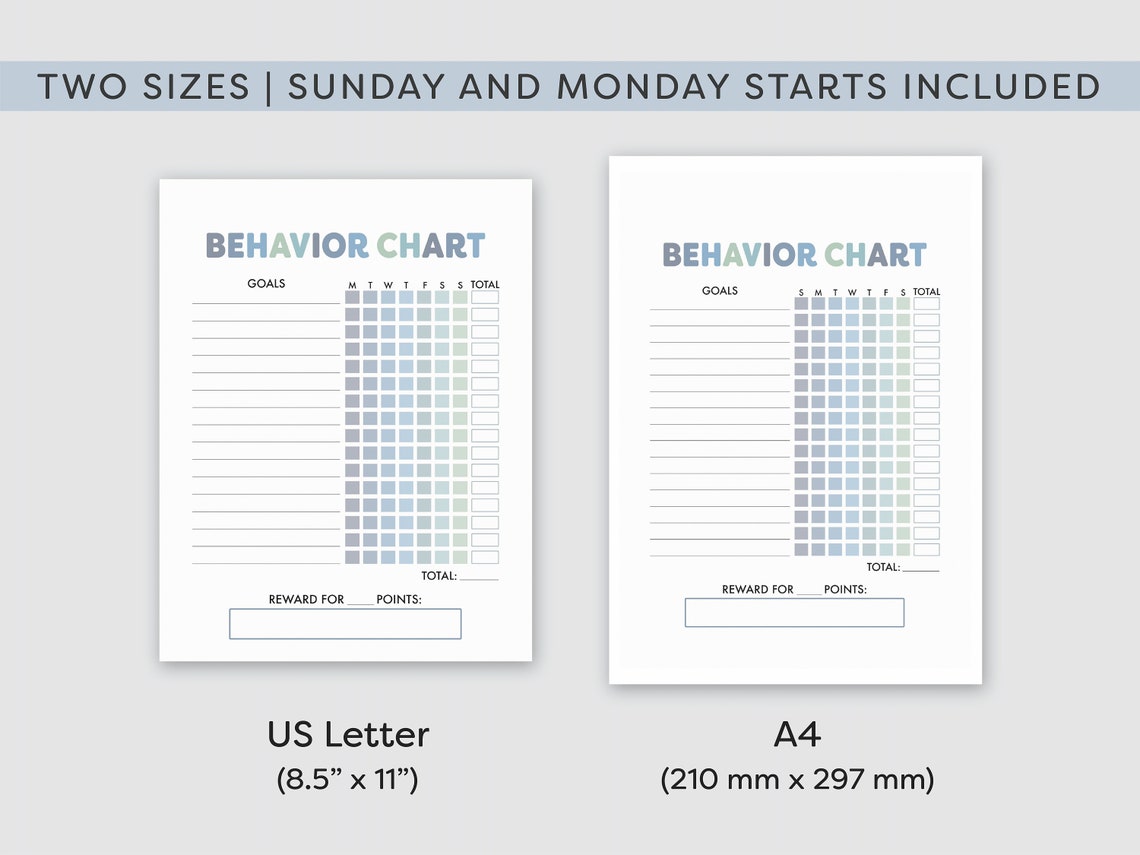 Behavior Chart for Kids at Home Behavior Chart Printable Behavior and ...