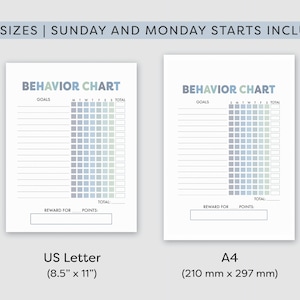 Behavior Chart for Kids at Home Behavior Chart Printable Behavior and ...