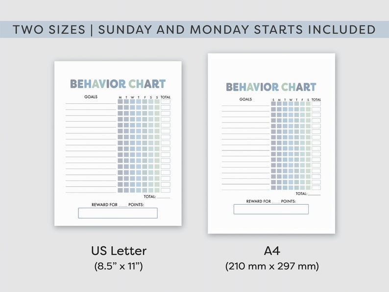 Behavior Chart for Kids at Home Behavior Chart Printable Behavior and ...
