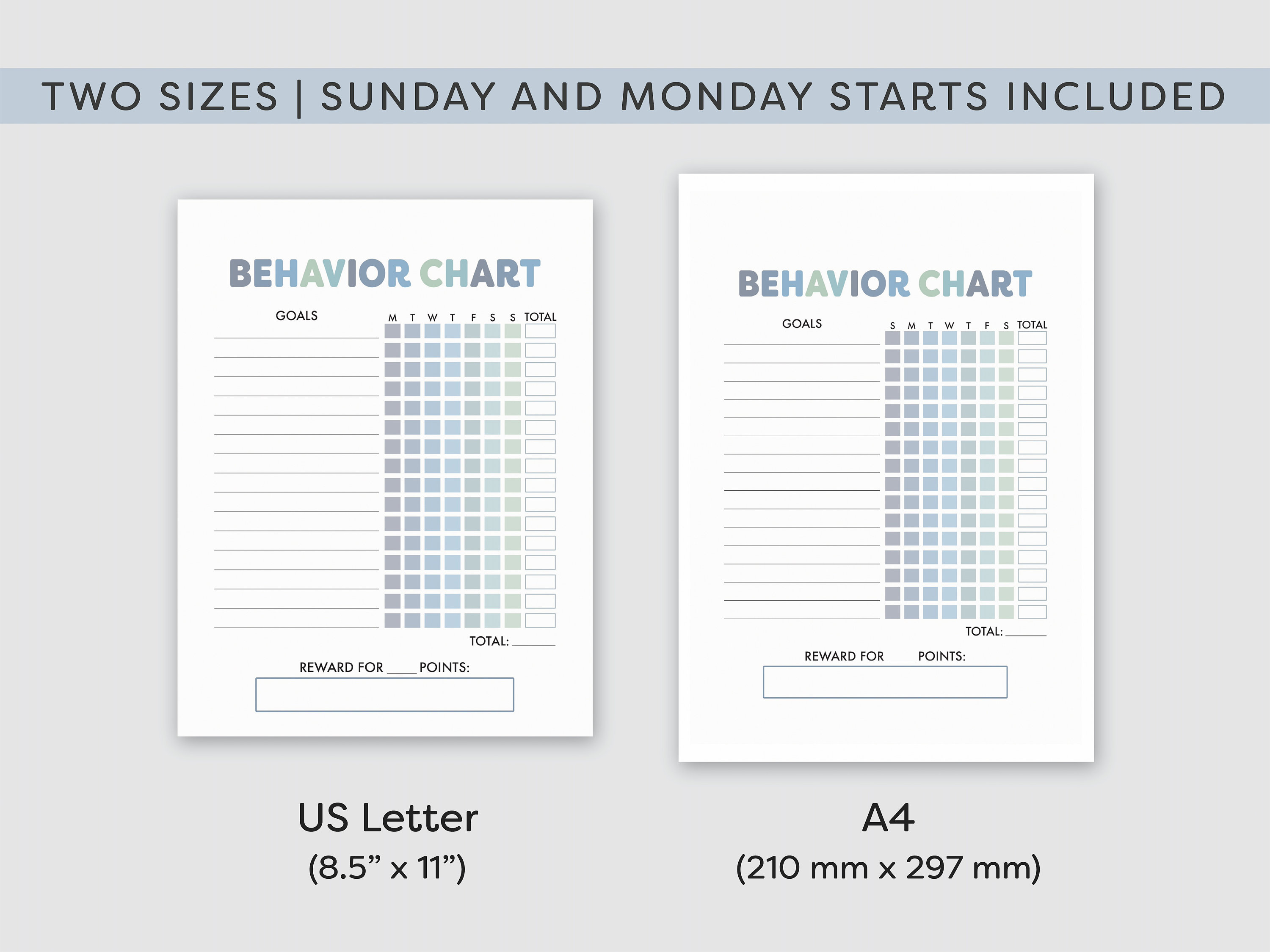 Behavior Chart for Kids at Home Behavior Chart Printable Behavior and ...
