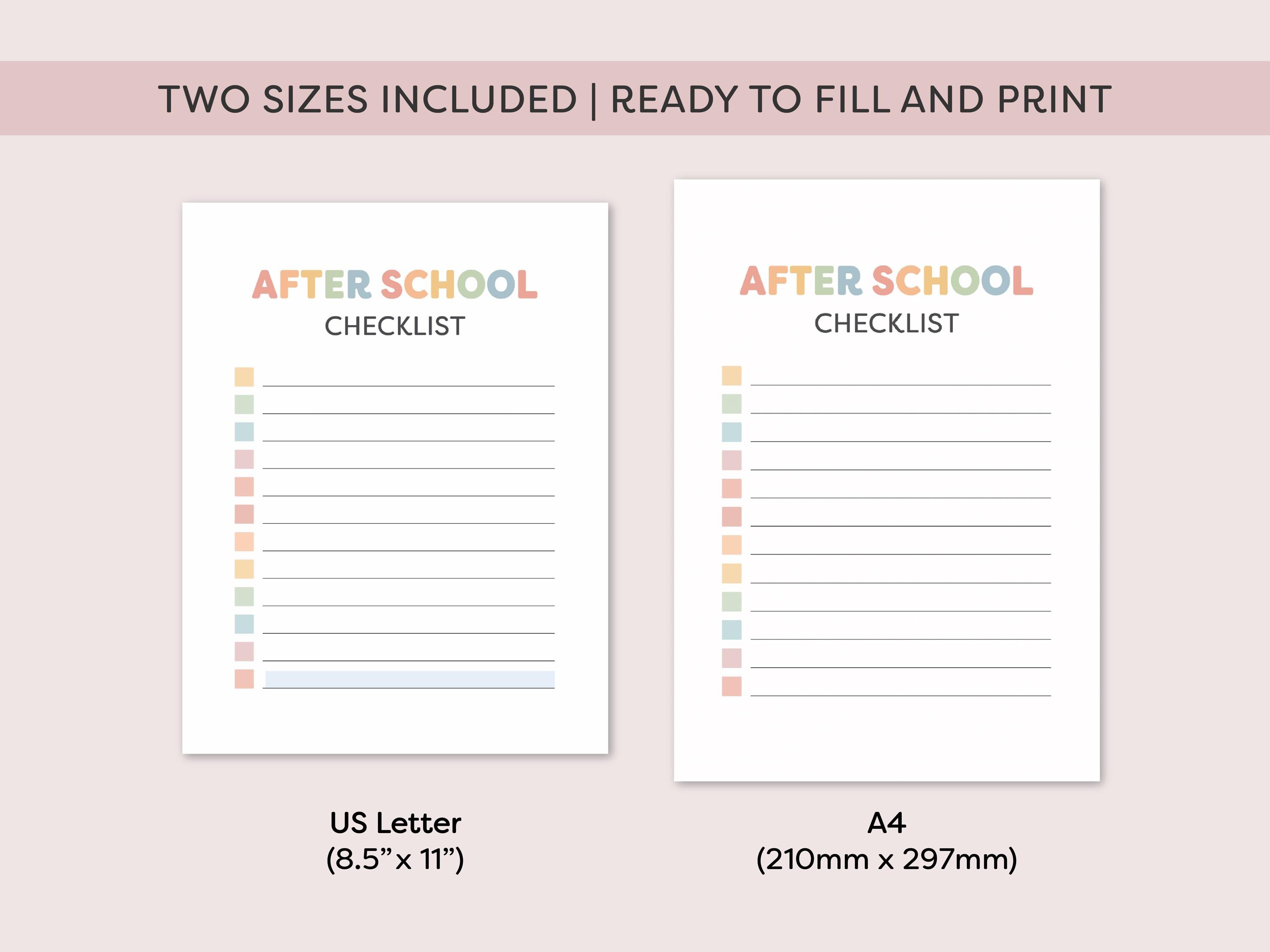 Before After School Checklist Before School Checklist Kids After School ...