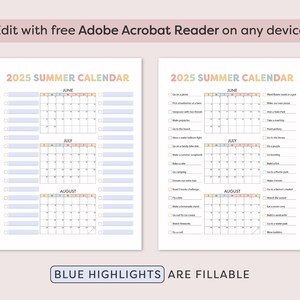 Kids Summer Calendar Summer Bucket List Printable Summer Kids ...