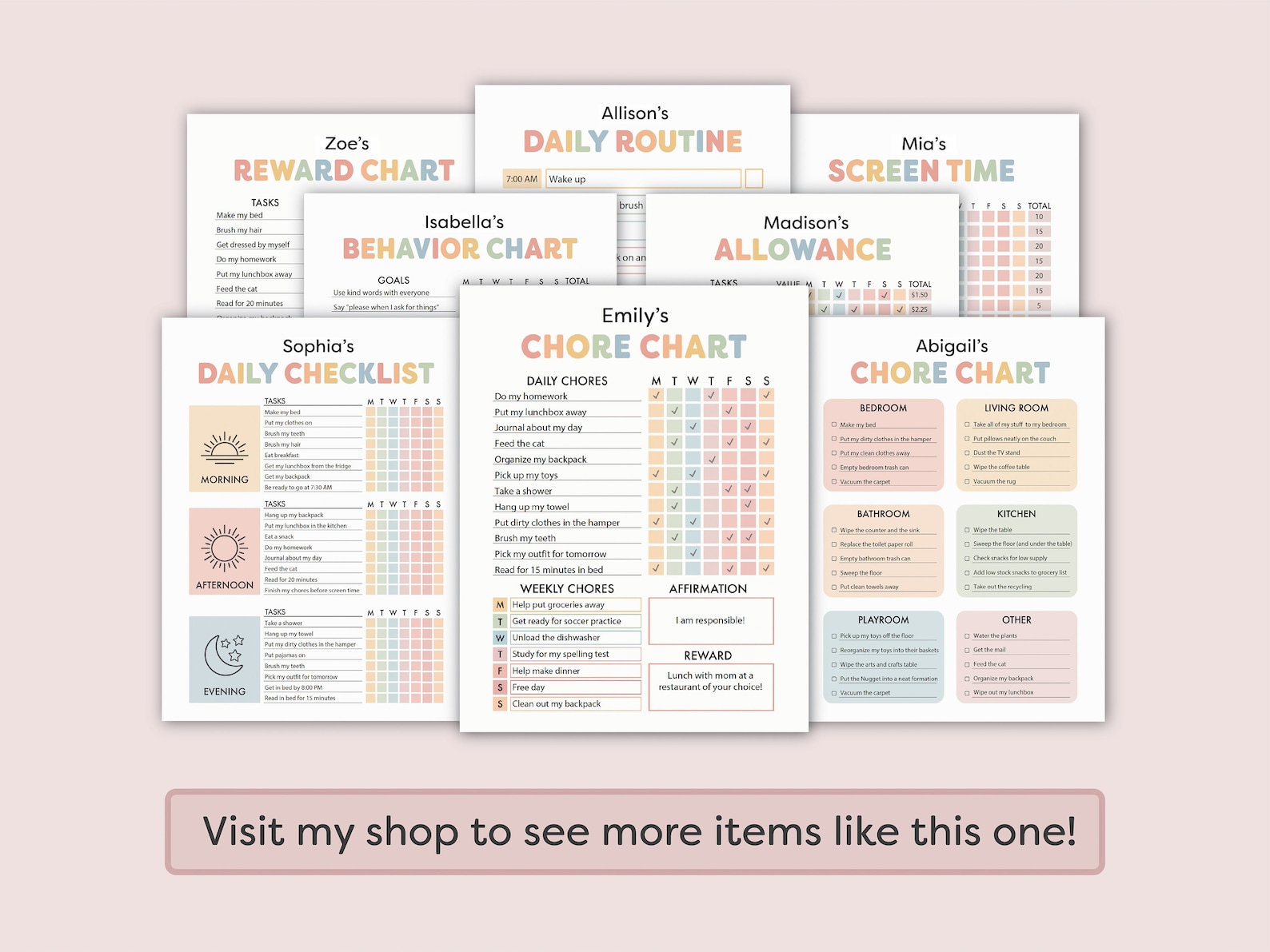 Kids Chore Planner Responsibility Chore Chart for Kids Daily Planner ...