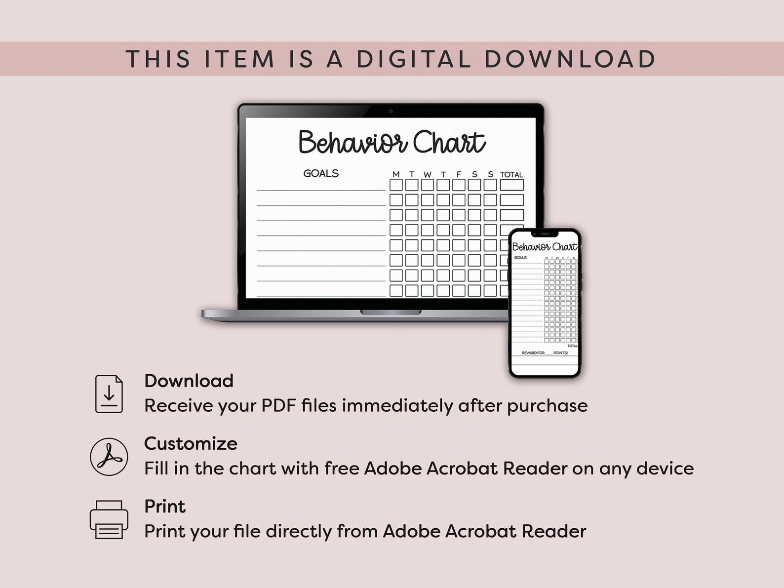 Behavior Chart for Teens Behavior Chart Printable Weekly Reward Chart ...