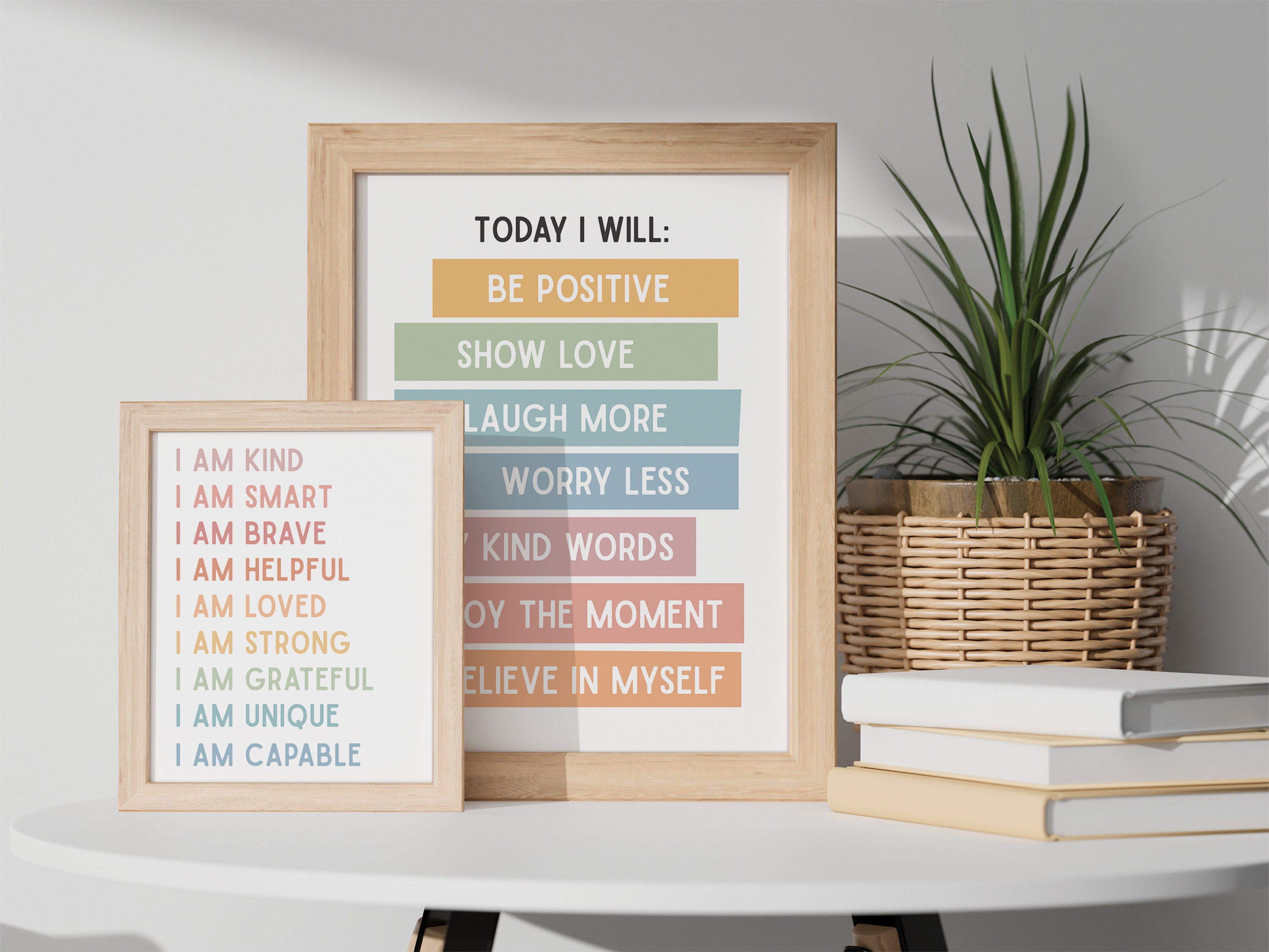 Rainbow Affirmations Wall Art Printable Positive Affirmations Poster ...