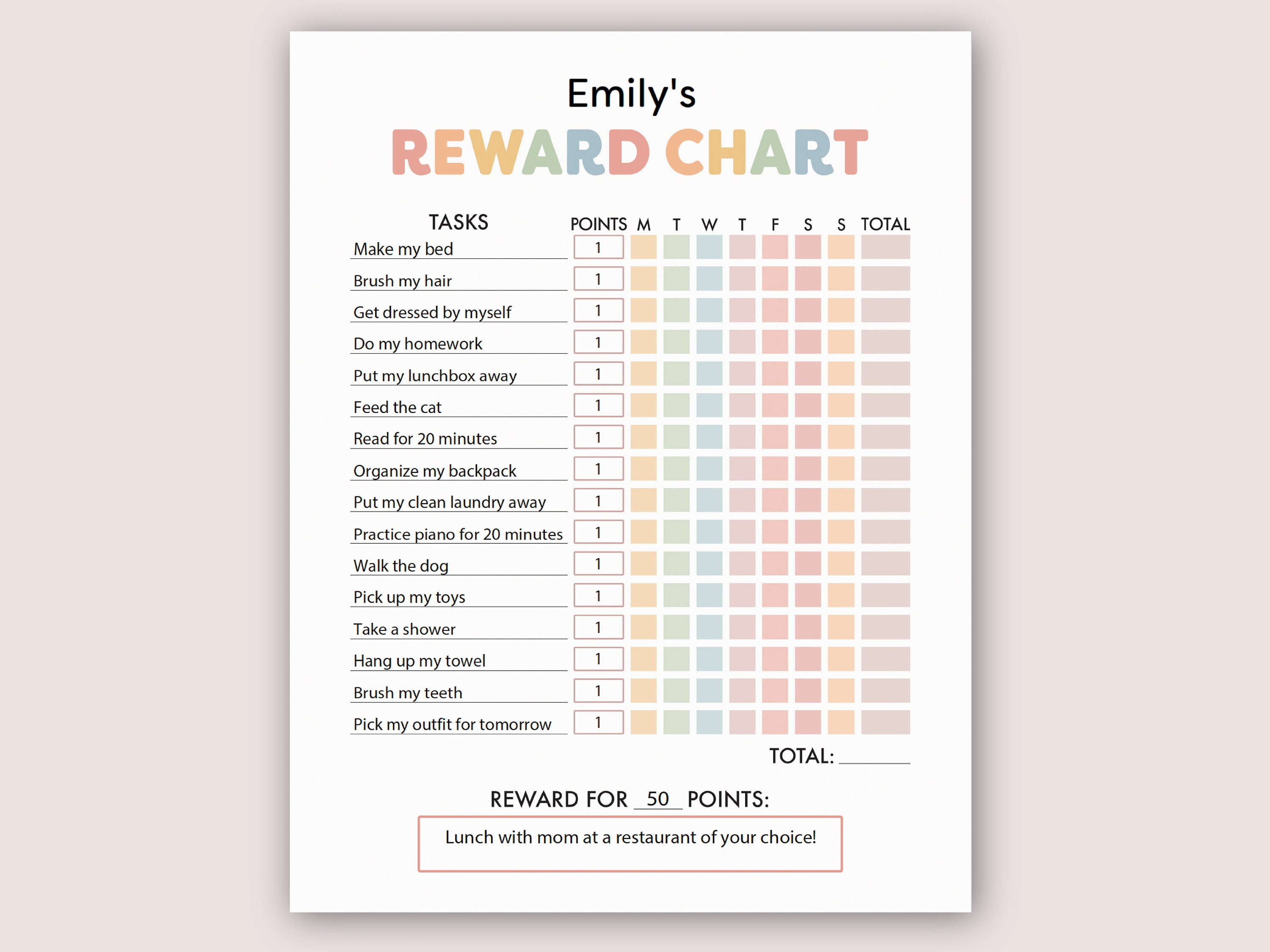 Reward Chart Kids Reward Chart for Kids Reward Chart Printable ...