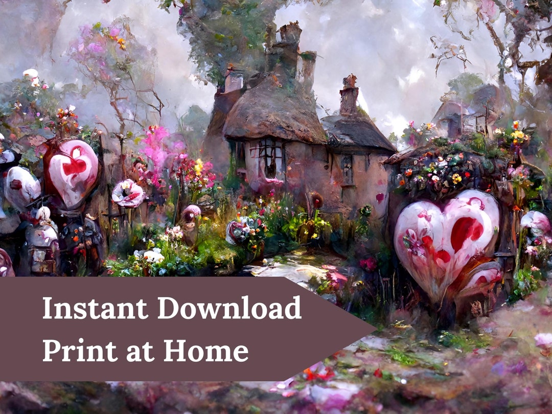Printable Cottage Core Card for Valentine's Day, Valentine Postcard ...