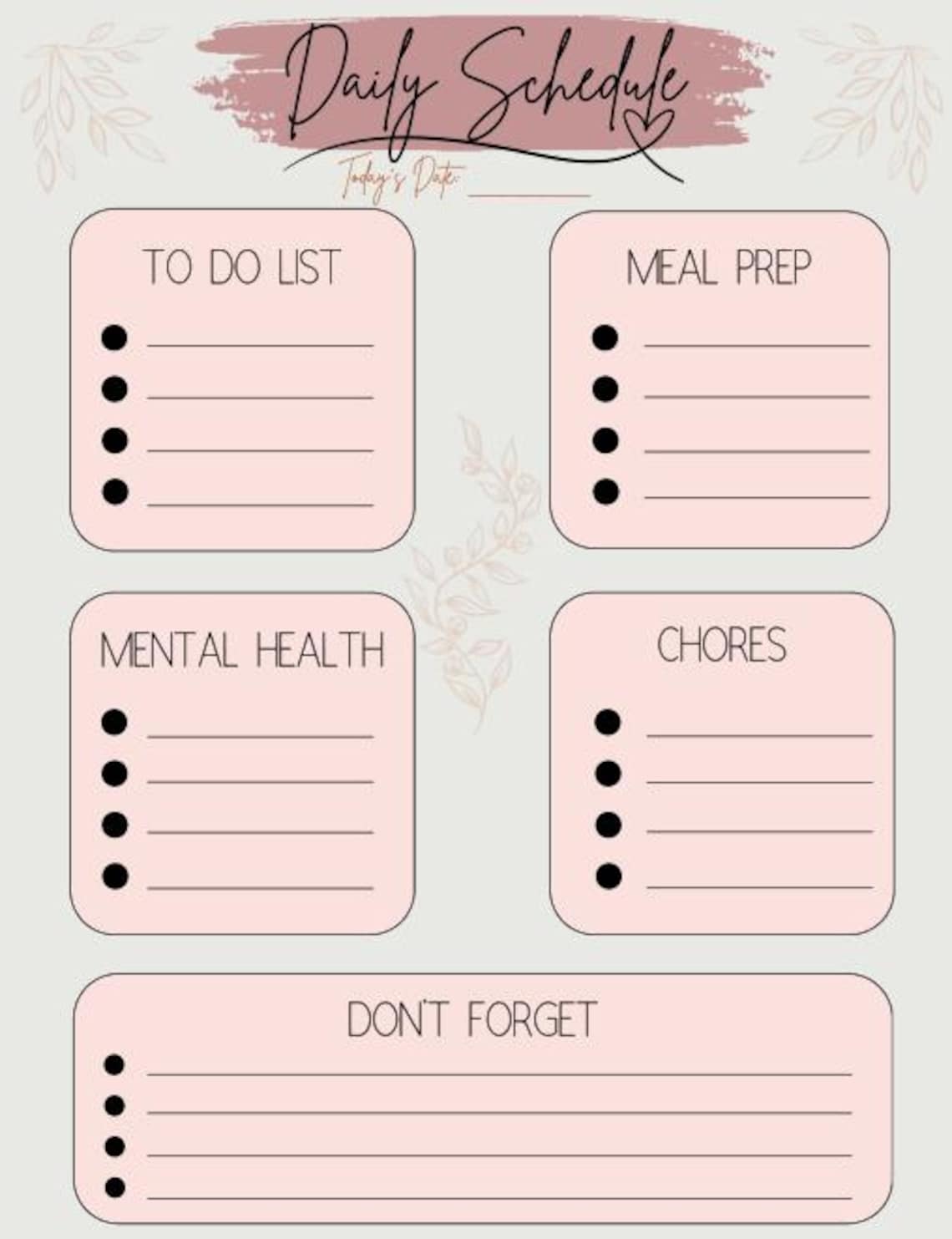 Daily Planning Schedule pdf Download - Etsy