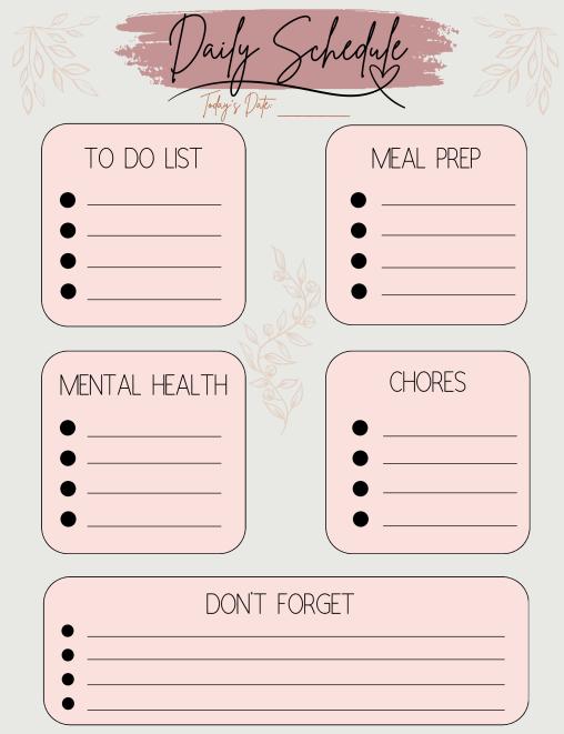 Daily Planning Schedule pdf Download - Etsy