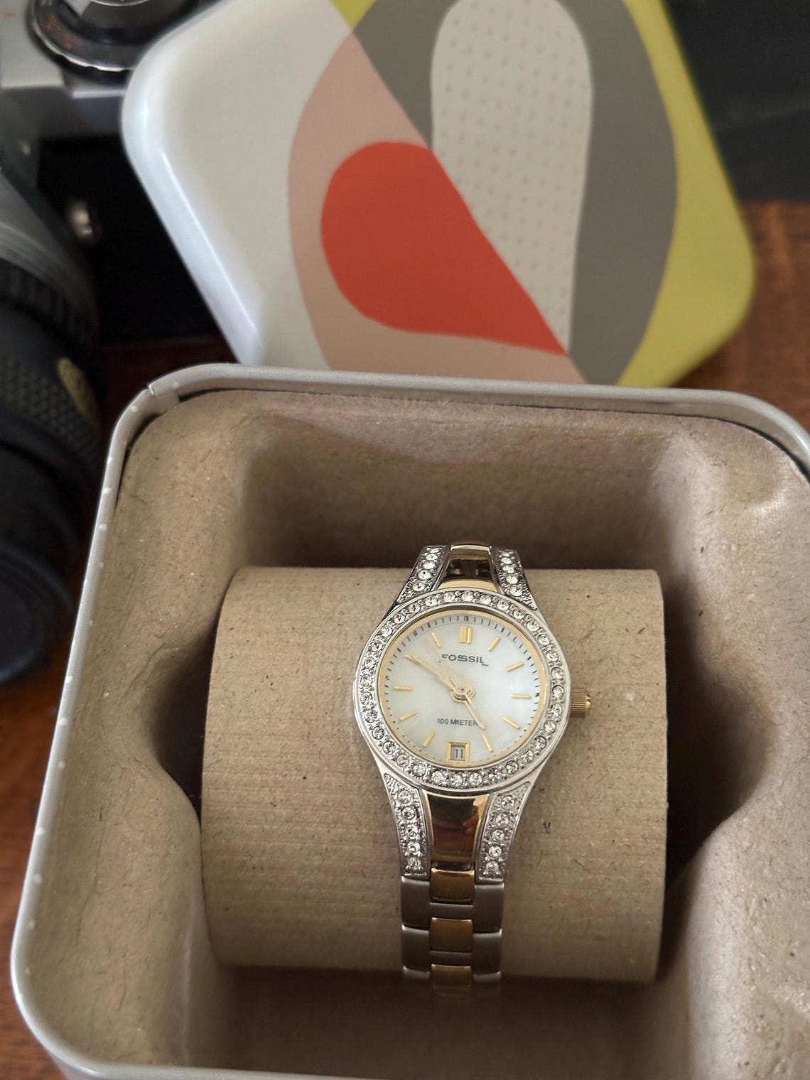 Women's Vintage FOSSIL BLUE Pearl Face Watch, Vintage Watch, Fossil ...