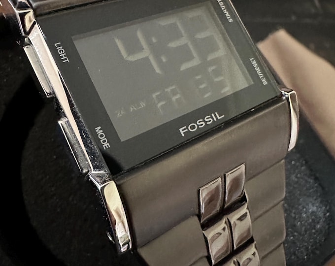 Vintage Fossil Men's Digital Watch With Tin - Etsy