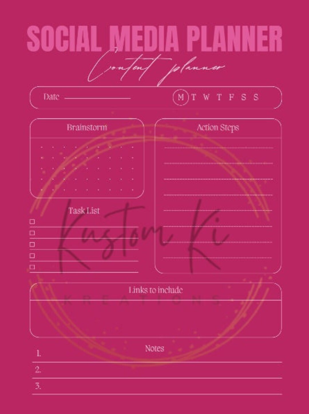 Pink Modern Social Media Content Planner - Etsy