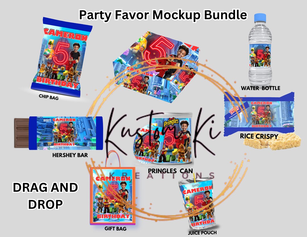 Roblox Bundle Party Favor Canva Design & Templates (8 Editable ...