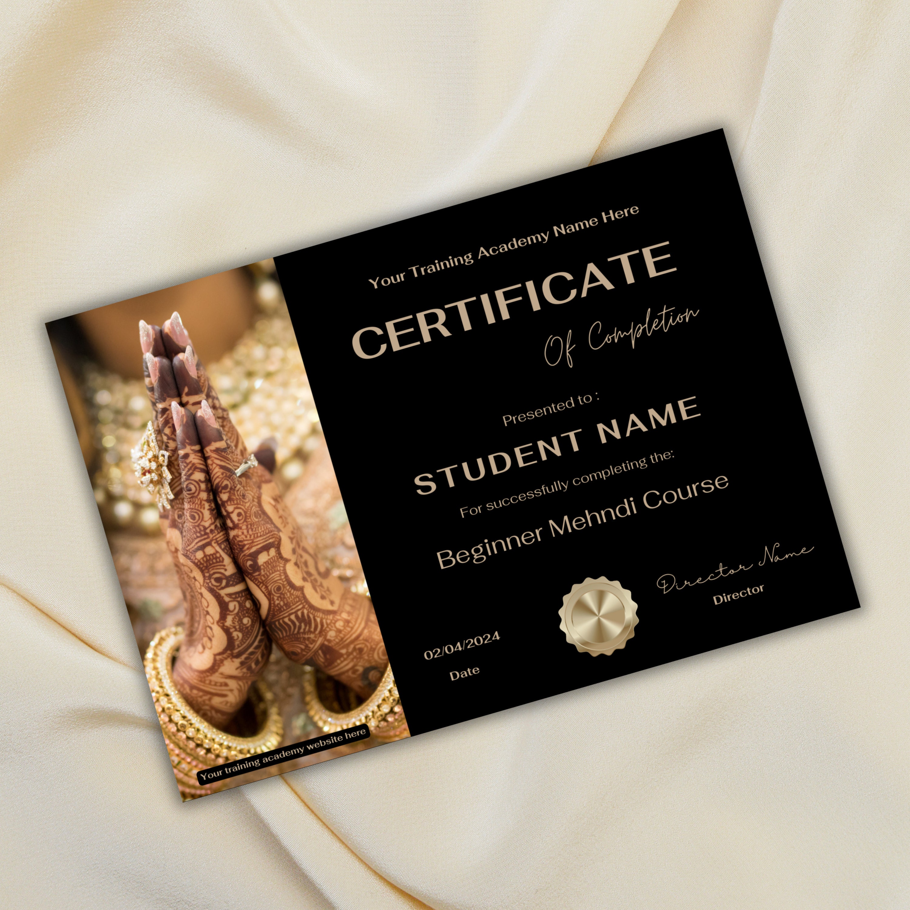 Mehndi Certificate / Diploma Template Mehndi Tattoo Certificate Gold ...
