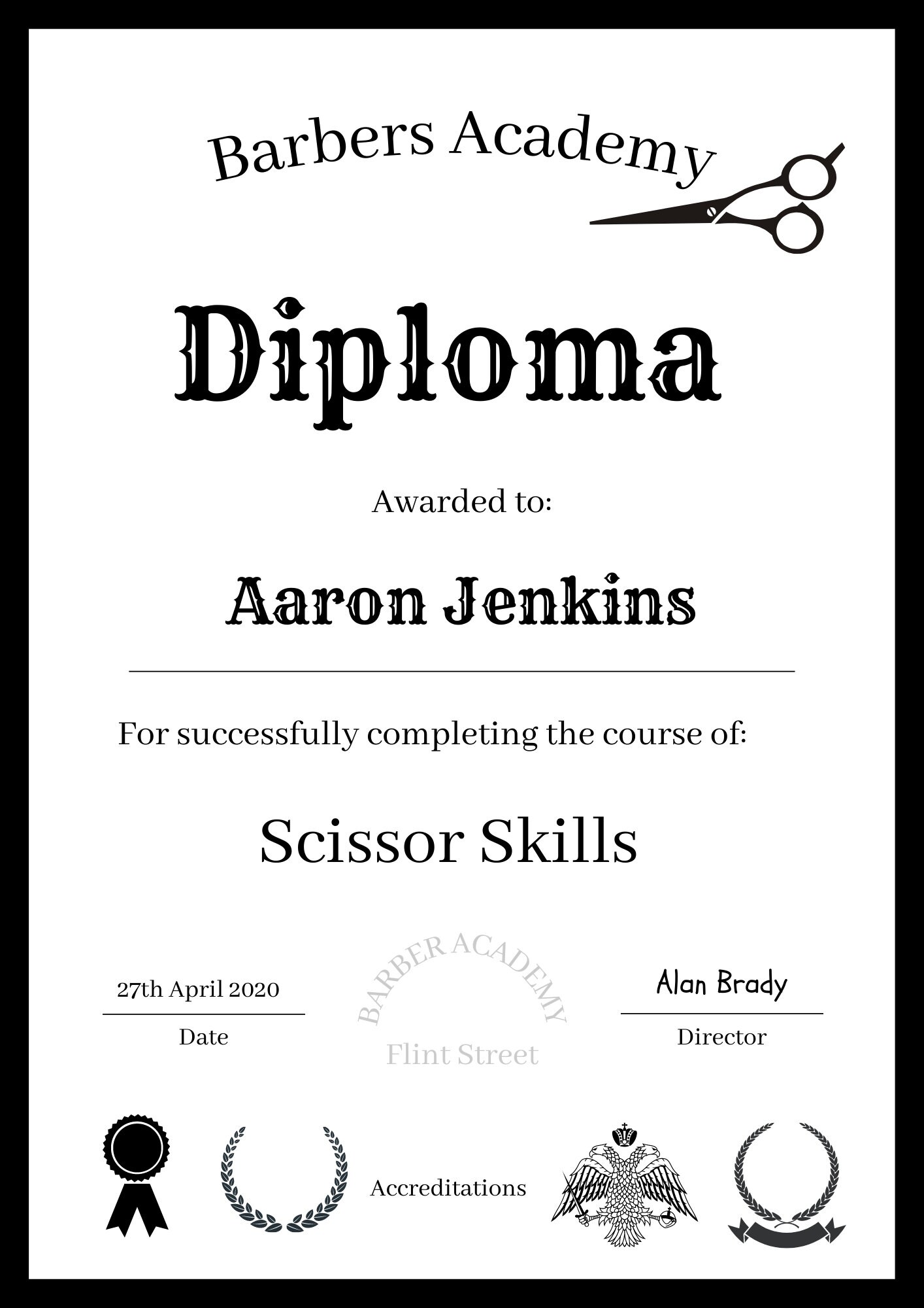 Barber Certificate Template Diploma Template Diploma Template For