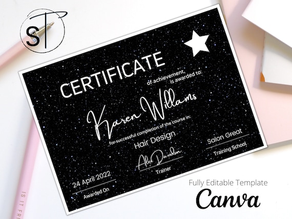 Starry Night Certificate Template / Diploma Template Canva - Etsy