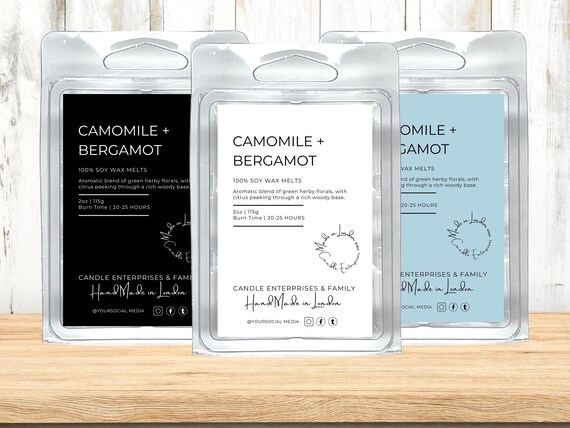 Wax Melt Classy Label Template for Small Business Candle - Etsy