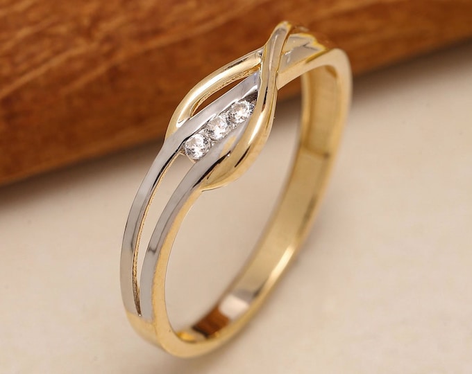 9ct Gold Ring Gold and Silver Ring Mixed Metal Ring Silver and Gold ...