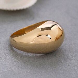 14K Solid Gold Big Dome Ring, 925 Sterling Silver Big Dome Ring, Thick ...