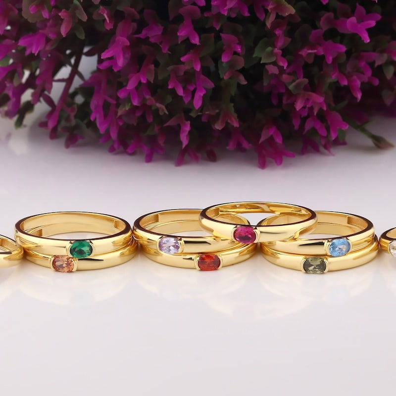 Gold Birthstone Ring - Etsy