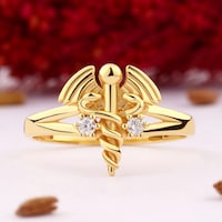 Brass Caduceus Ring, Medical Symbol Jewelry, Gift for Doctor - Etsy