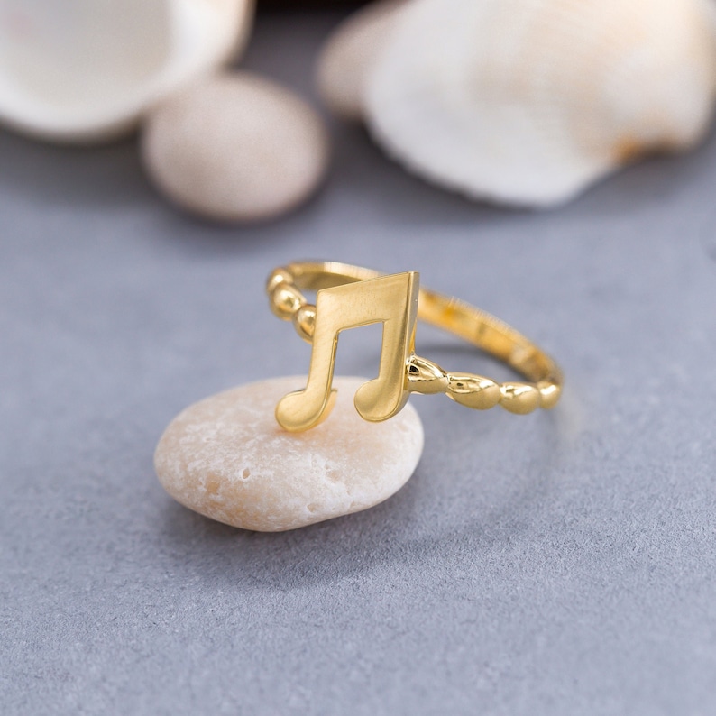14K Solid Gold Musical Note Ring Sterling Silver Musical Note - Etsy