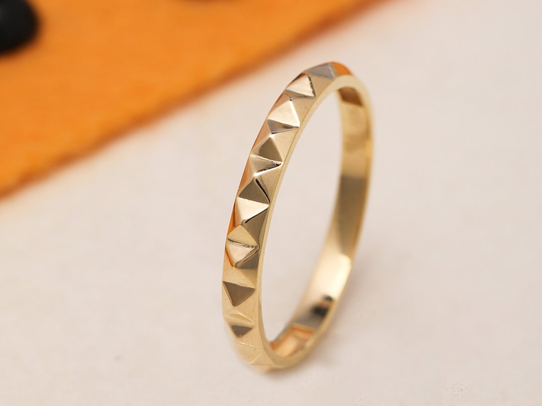 14K Solid Gold Pyramid Ring, Sterling Silver Pyramid Ring, Gold Pyramid ...